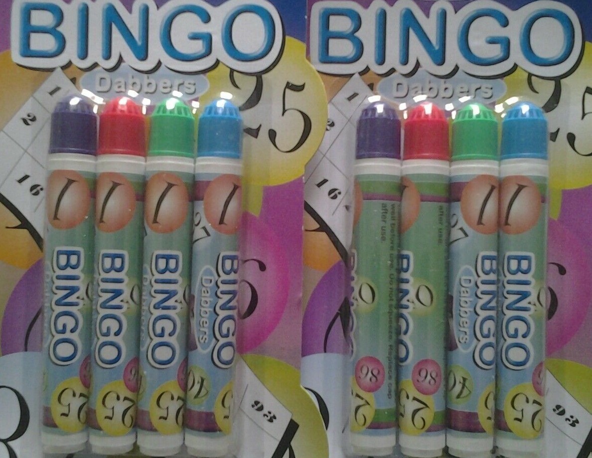 8Pc BINGO DABBERS MARKERS MULTI-COLOURED PENS FOR BINGO TICKETS KIDS ...