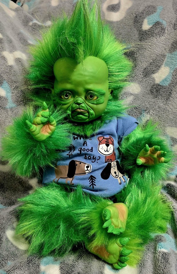 Ooak Jolly Grinch Reborn Doll Hand Rooted And Painted! | eBay
