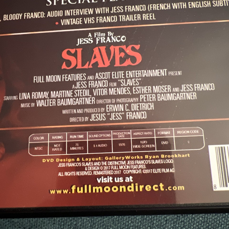 Slaves dvd 1976 rare Jess Franco film region Free Lina Romay Full moon ...