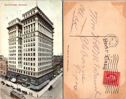 Wells Building Streetcars Early Skyscraper Milwaukee Wisconsin WI ...