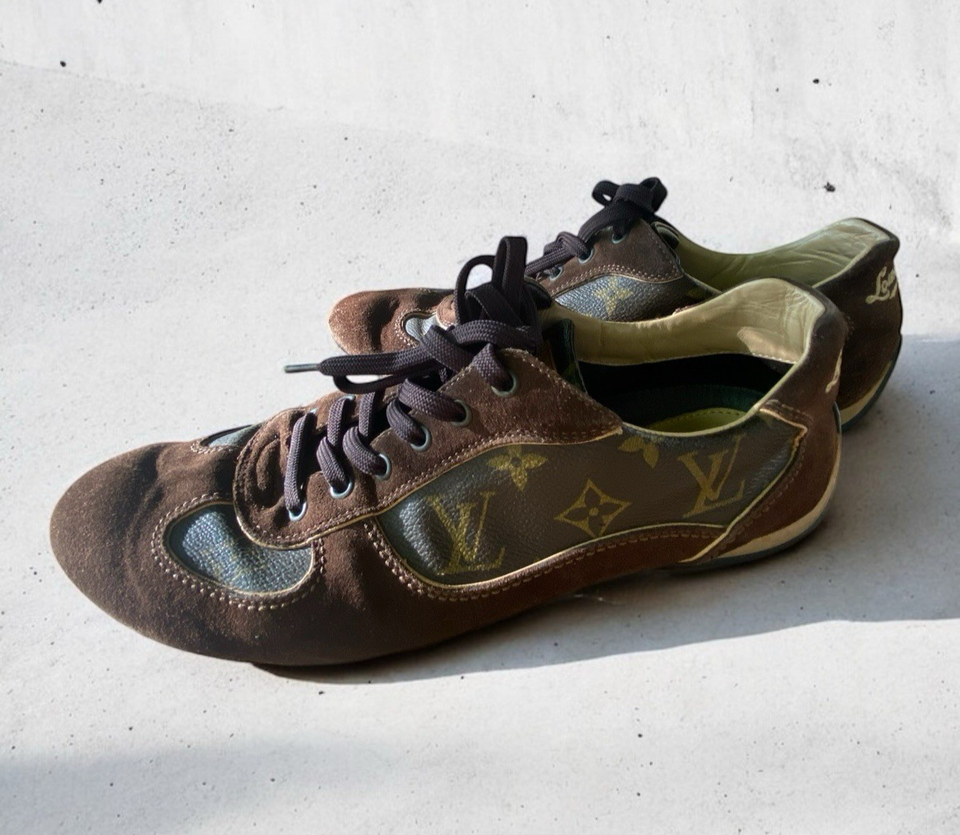 LOUIS VUITTON US Duty Free Shoes Monogram Suede Mens Sneakers Brown LV7 ...