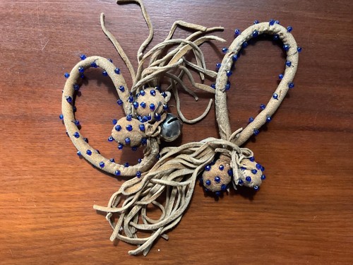 Native American-Northern Plains/Great Lakes-Beaded Leather Dance Bells ...