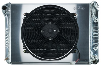 Polished 2 Row Aluminum Radiator with Electric Fan,ATF Cooler,Muscle ...