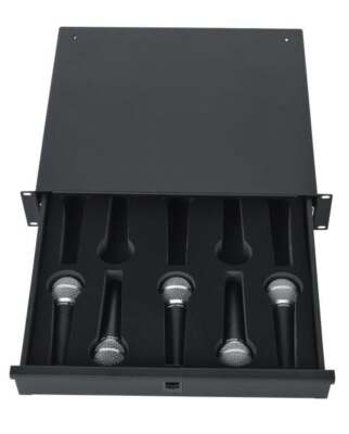 Gator GRW-DRWMIC10 2RU, 14.2 Deep Lockable Rack Drawer with 10x Mic ...
