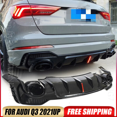 Glossy Black Rear Bumper Diffuser Lip Exhaust Tip For Audi Q3 S-Line ...