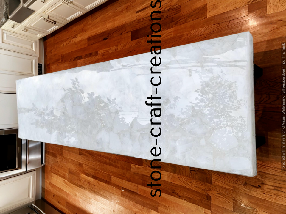 Kitchen Countertops, Translucent Quartz Kitchen Island, Semi Precious ...