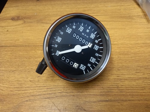 TRIUMPH T120 T140 TR6 TR7 150mph BLACK FACE SPEEDO SPEEDOMETER CLOCK ...