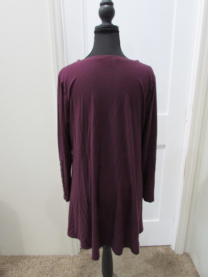 Comfy USA Purple Knit Tunic Top Women's SZ S High Low Hem EUC | eBay