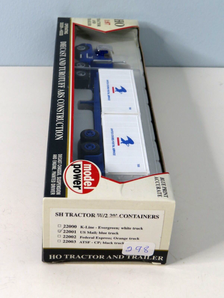 Model Power HO 22001 US Mail Blue Truck w/ Trailer Boxed # 298 | eBay