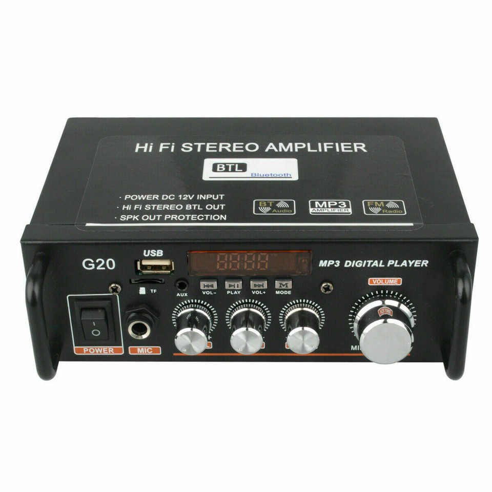 Digital bluetooth Audio Power Amplifier Stereo Amp Remote DC/AC Music ...