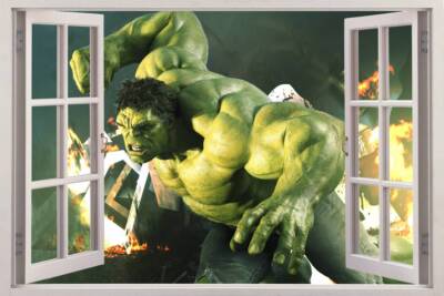 INCREDIBLE HULK 3D Window View Decal WALL STICKER Home Decor Art Mural ...