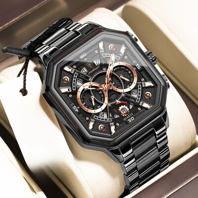 2025 New Mens Quartz Watch Man Date Watches Waterproof Chronograph ...