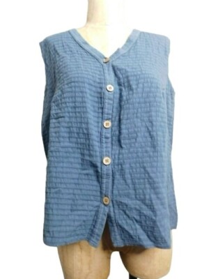 Ezze Wear Size S Small Textured Button Front Sleeveless Casual Top NWT ...