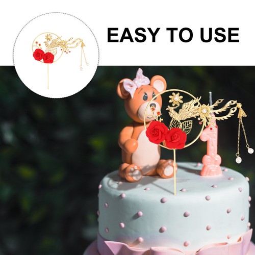 3 Pieces Cake Topper Elegant Fan Ornament Engagement Party Supplies ...