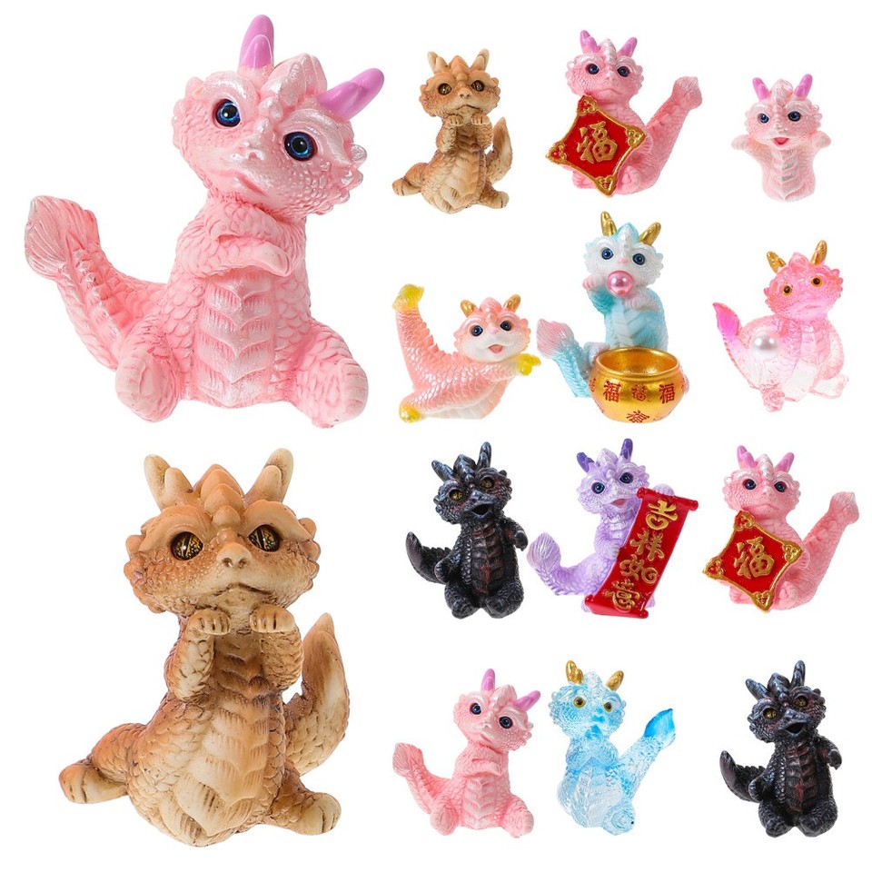 12 Pcs Tiny Dragon Figure Mini for Crafts Cute Miniature Cartoon | eBay