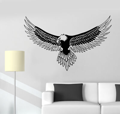 Vinyl Wall Decal American Bald Eagle Bird Feathers Patriot Symbol ...