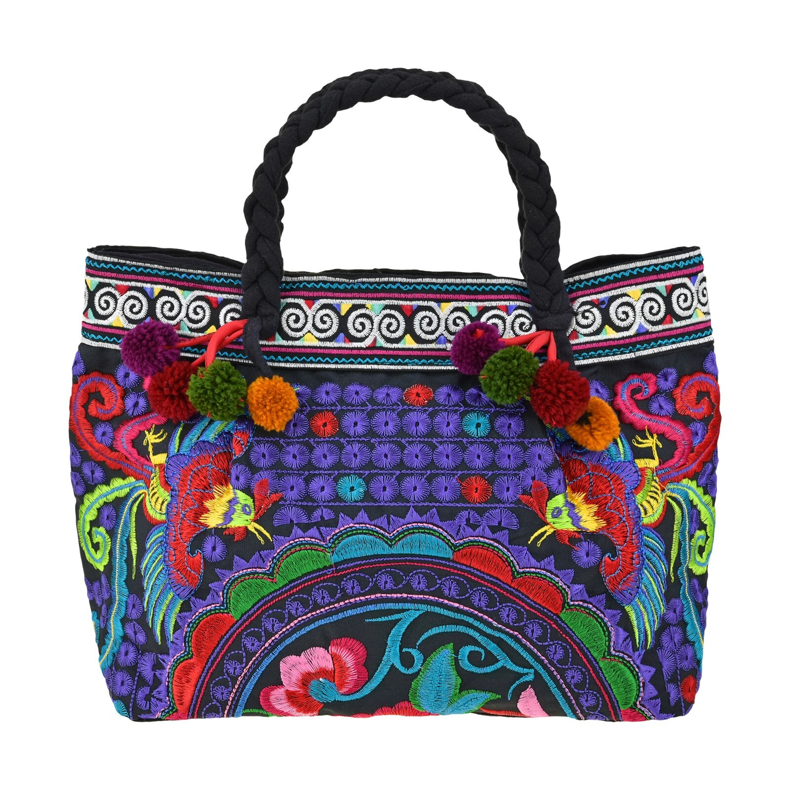 Magical & Beautifully Embroidered Purple & Red Phoenix Handbag | eBay