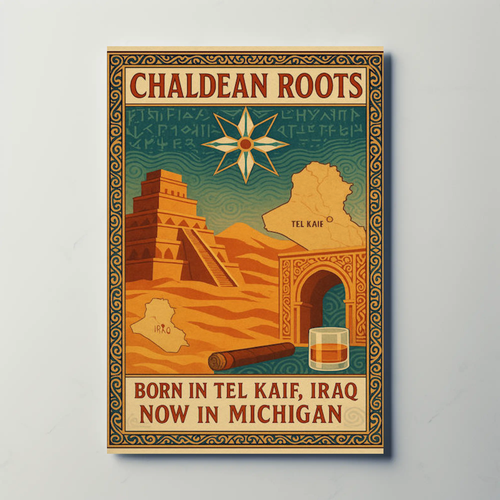 Chaldean Roots Born Tel Kaif Iraq Michigan Travel Poster | eBay