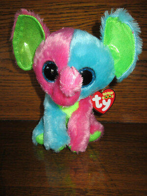Elfie Pink Blue Elephant Justice Beanie Boo Boos New Plush 6 Inch Big ...