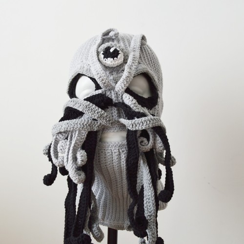 Crochet octopus balaclava men's 3 hole. Knitted funny cthulhu tentacle ...