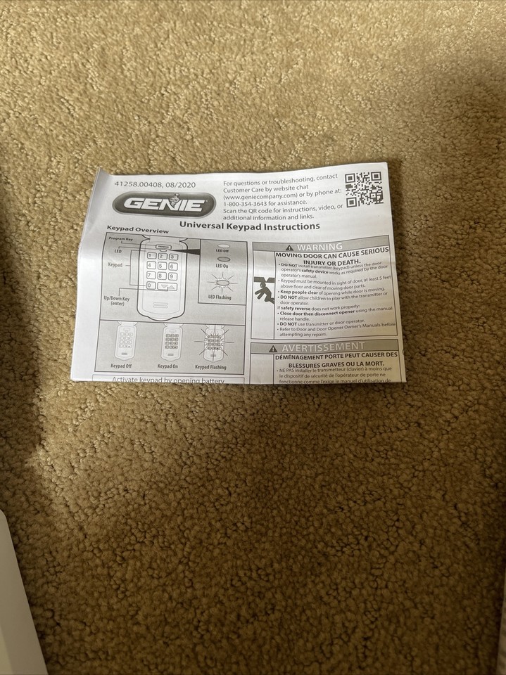 Genie GUK-R Wireless Universal Garage Door Opener Keypad, Compatible ...