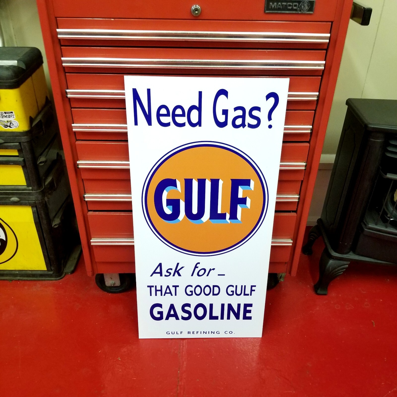 Antique Style Gulf need gas good gulf service station Sign hot rod ...