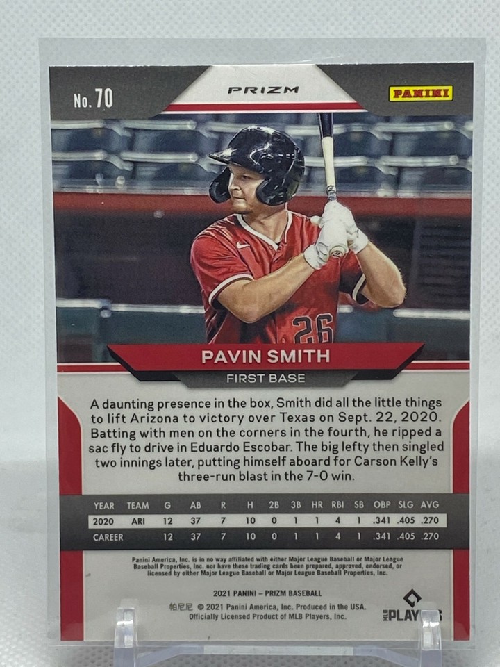 Pavin Smith 2021 Panini Prizm Purple Baseball #70 MLB Arizona ...