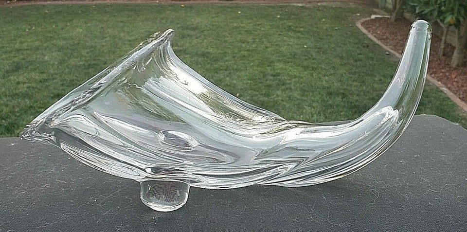 Crystal Duncan & Miller Sanibel 12¾" Cornucopia Vase | eBay