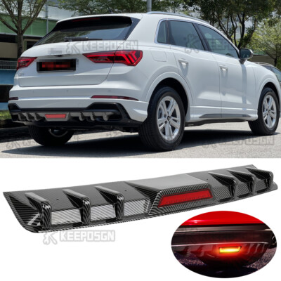 Fins Carbon Fiber Style Rear Diffuser Bumper Spoiler Lip For Audi Q3 Q5 ...