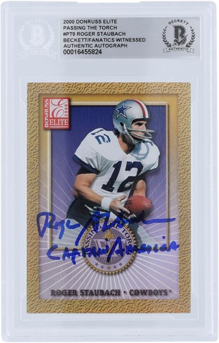 Roger Staubach Cowboys Signed 2000 Donruss Elite Passing #PT-9 #/1500 ...