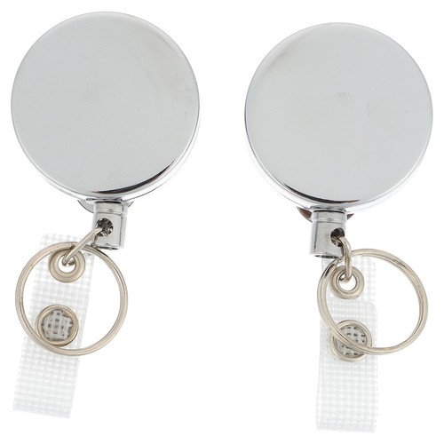 2 Pcs Metal Key Ring ID Badge Holder with Belt Clip Retractable Cards ...