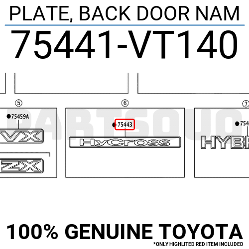 75441VT140 Genuine Toyota PLATE, BACK DOOR NAM 75441-VT140 | eBay