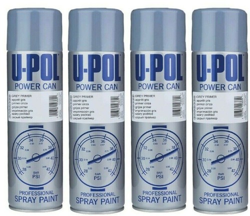 4x U-pol Grey Primer Spray High Build Power Can Aerosol Professional ...