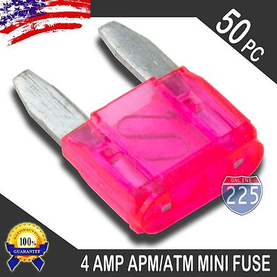 50 Pack 4A Mini Blade Style Fuses APM/ATM 32V Short Circuit Protection ...