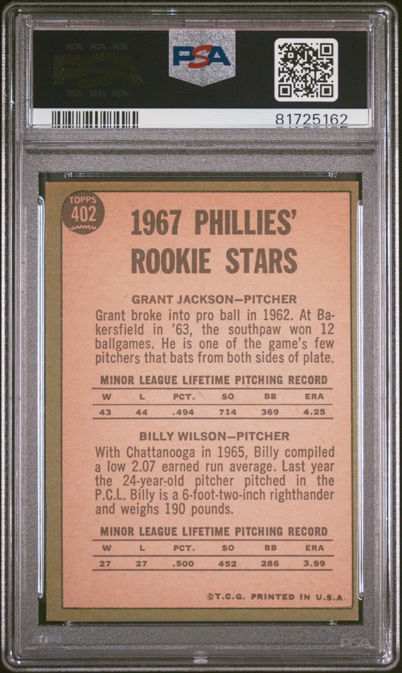 1967 TOPPS COMPLETE LINE #402 PHILLIES ROOKIES PSA 6 | eBay