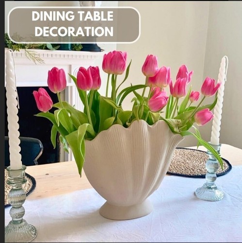 Beautiful Large Seashell Ceramic Vase Boho Decorative for Flowers 12.2 ...