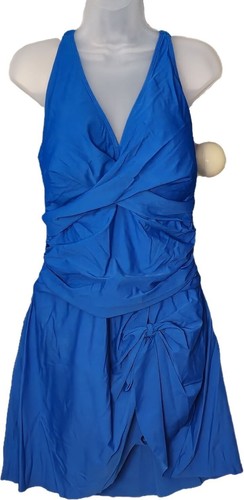 Blooming Jelly Womens Blue One-Piece Halter Plus Size Swimdress XXL ...