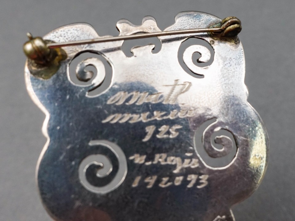 Matl Matilde Poulat Mexico Sterling Amethyst Turquoise Coral Brooch Pin ...