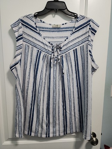 Ivy Ridge Blue And White Top Sz 2X | eBay
