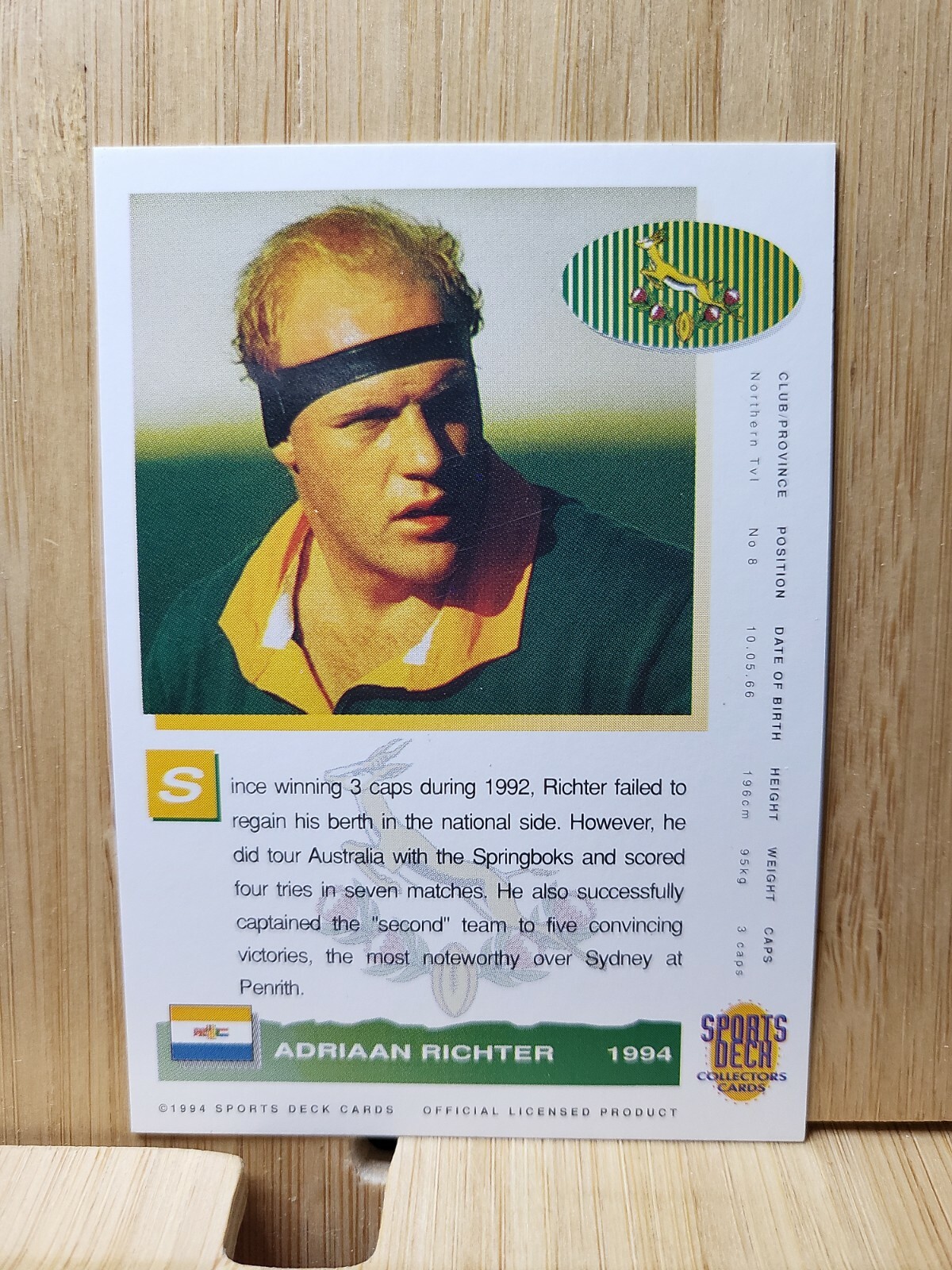 DEON LOTTER🏆1994 #17 South Africa International Rugby Sports Deck Card🏆 ...