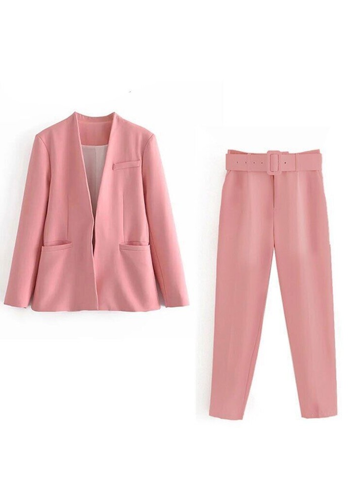 Set Woman 2 Pieces Blazer with Pant Suits Office Ladies Formal Overalls ...