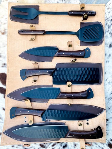 Handmade High Carbon Steel Black Coated 7 PCs Kitchen Chef Set | eBay