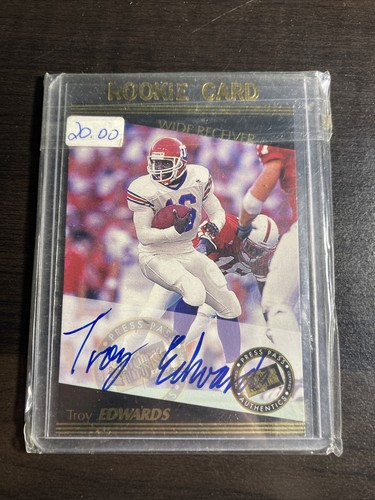 Troy Edwards AUTOGRAPH CARD PRESS PASS 1999 WR T2-366 | eBay