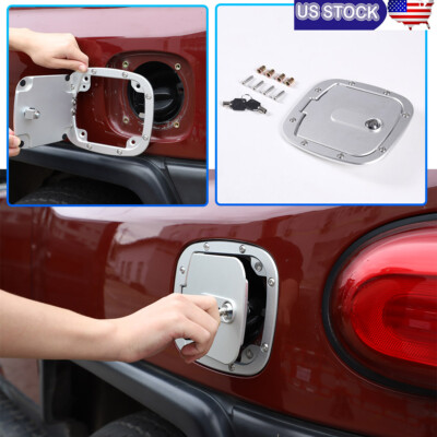 Silver Locking Fuel Door Gas Tank Cap Cover Aluminum For Toyota FJ ...