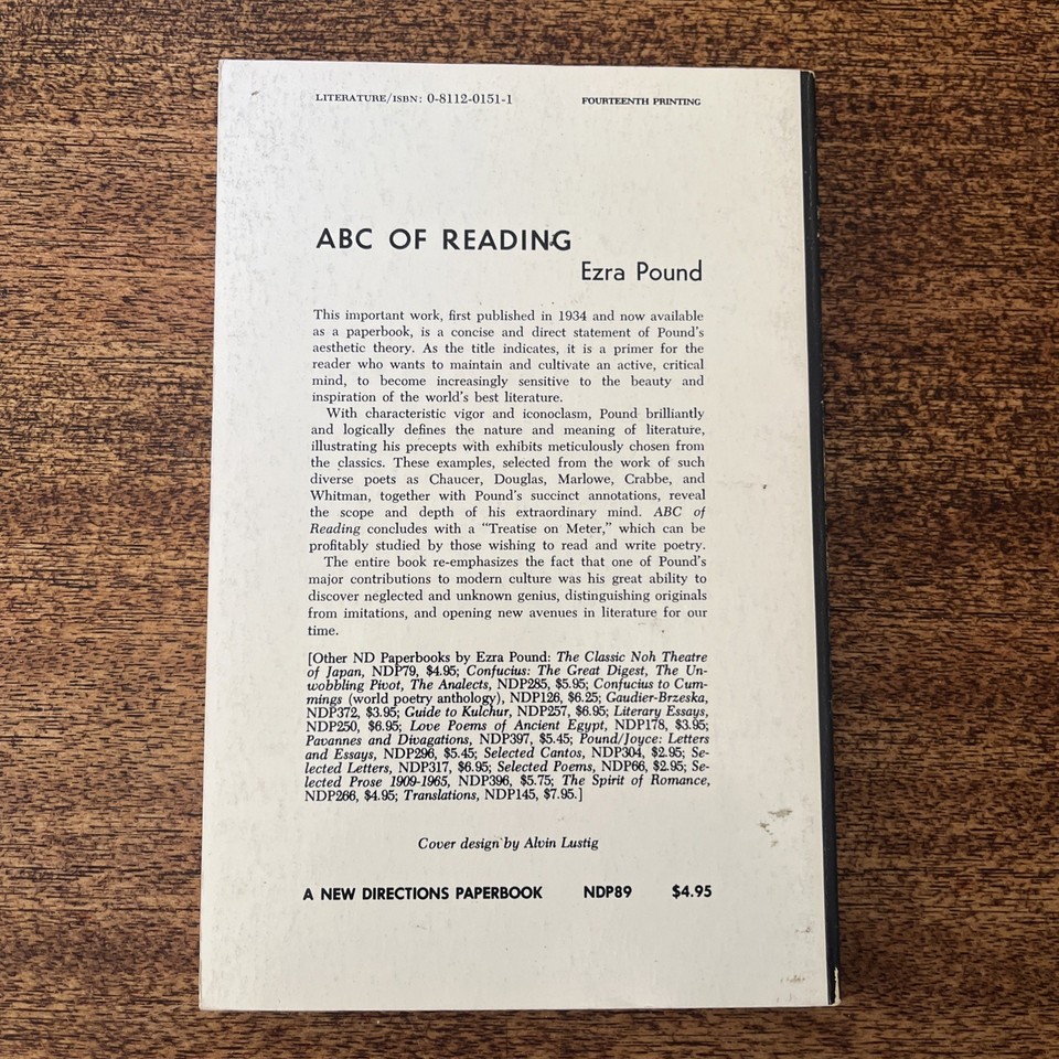 ABC of Reading by Ezra Pound - A New Directions Trade Paperback 1960 | eBay