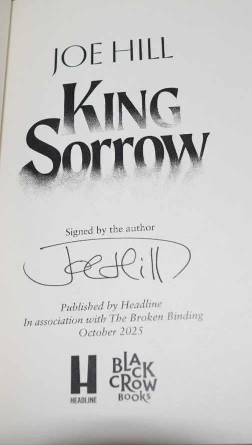 SIGNED King Sorrow Joe Hill Special Edition Broken Binding Black Crow ...