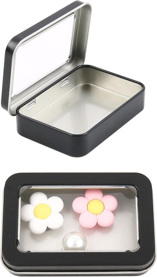 2 Pack Visualization Metal Hinged Tin Box Metal Rectangular Hinged Tins ...