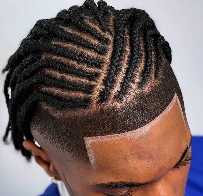 Afro Braids Toupee 8x10 Full PU Hairpiece for Black Men Topper 100% ...