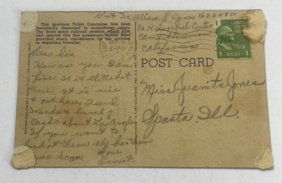 Vintage Linen Postcard ~Ticket Concourse Union Station ~ Los Angeles ...