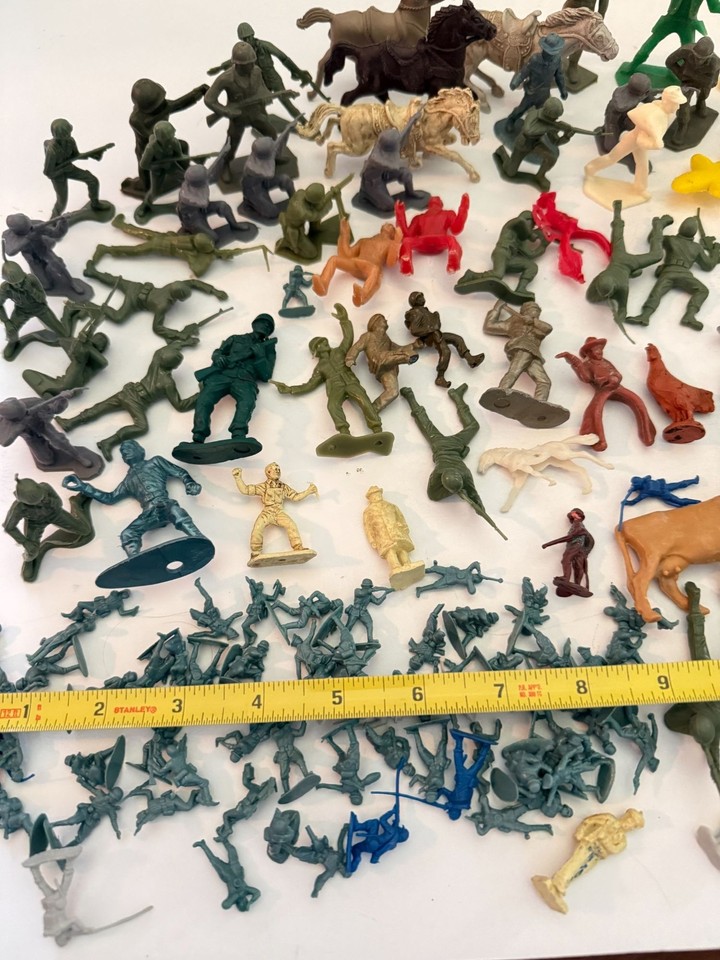 Vintage Tim Mee Marx Army Men Cowboys Horses Animal Airplane Plastic ...